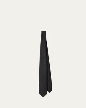Prada Tonal Plaid Wool-Blend Tie Gray