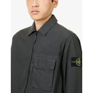 Stone Island Canvas Weave Logo-patch Cotton Jacket