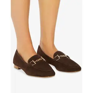 DUNE Grained Snaffle-trim Suede Loafers - Brown Suede