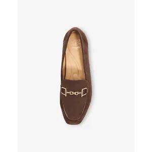DUNE Grained Snaffle-trim Suede Loafers - Brown Suede