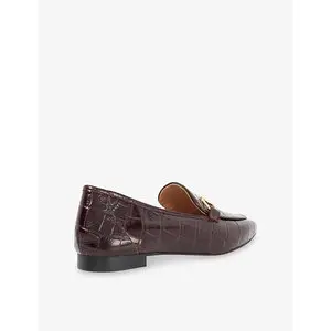 DUNE Grained Snaffle-trim Leather Loafers - Burgundy Croc Leather