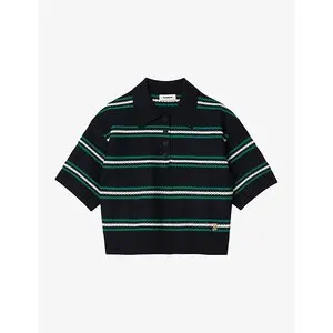 Sandro Stripe Polo-neck Knitted Top