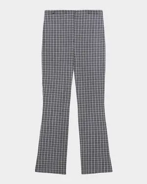Theory Plaid High-Rise Kick-Flare Pants - Almond Multi