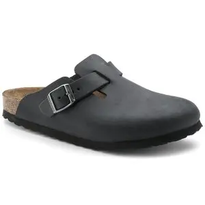 BIRKENSTOCK Boston Natural Leather Clogs - Black