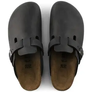 BIRKENSTOCK Boston Natural Leather Clogs - Black