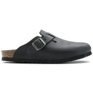 BIRKENSTOCK Boston Natural Leather Clogs - Black