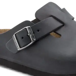 BIRKENSTOCK Boston Natural Leather Clogs - Black