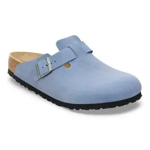 BIRKENSTOCK Boston Natural Leather Clogs - Elemental Blue