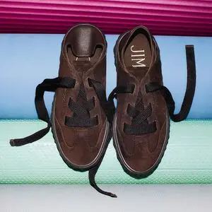 JIMMY CHOO Diamond Light Flex Suede And Leather Trainers - Chocolate