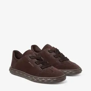 JIMMY CHOO Diamond Light Flex Suede And Leather Trainers - Chocolate