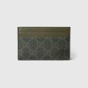 Gucci Gg Monogram Card Case - Green