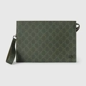 Gucci Gg Monogram Small Pouch - Green