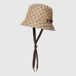 Gucci Gg Canvas Bucket Hat With Tie - Beige