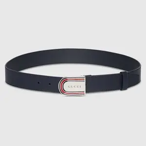 Gucci Belt With Enameled Web Detail Buckle - Blue