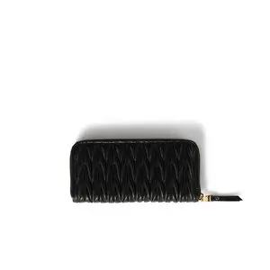 Miu Miu Large Matelassé Nappa Leather Wallet - Black