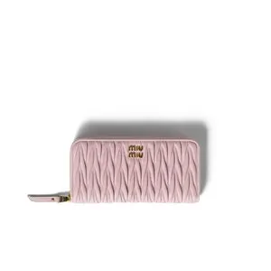 Miu Miu Large Matelassé Nappa Leather Wallet - Alabaster Pink
