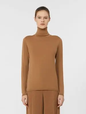 Max Mara Wool Knit Turtleneck Jumper - Camel