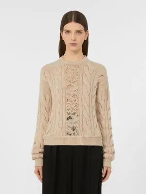 Max Mara Wool And Cashmere Jumper With Lace Insert