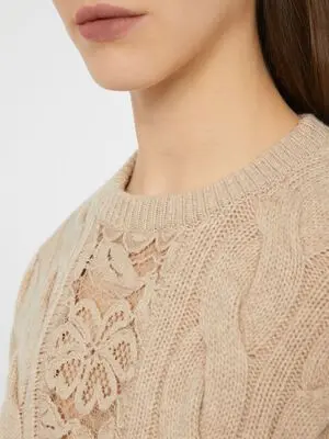 Max Mara Wool And Cashmere Jumper With Lace Insert