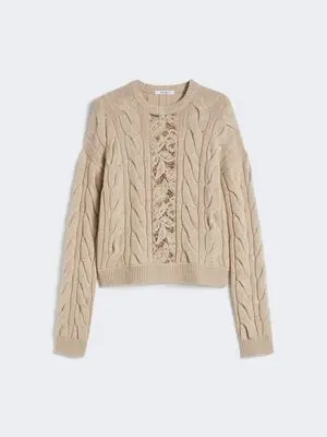 Max Mara Wool And Cashmere Jumper With Lace Insert