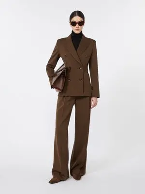 Max Mara Patterned Wool Blend Jersey Blazer - Chocolate