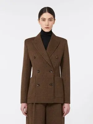 Max Mara Patterned Wool Blend Jersey Blazer - Chocolate