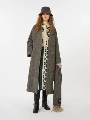 Max Mara Wool Tweed Wrap Overcoat