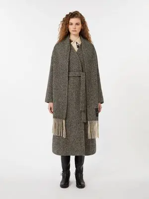 Max Mara Wool Tweed Wrap Overcoat