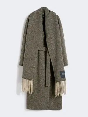 Max Mara Wool Tweed Wrap Overcoat
