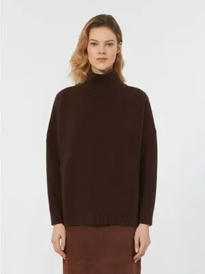 Max Mara Wool Knit Turtleneck Jumper - Chocolate