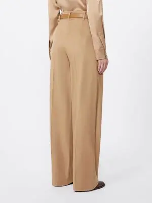 Max Mara Pure Wool Wide Leg Trousers - Camel