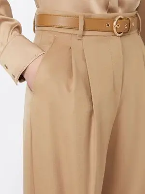 Max Mara Pure Wool Wide Leg Trousers - Camel
