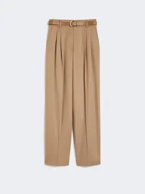 Max Mara Pure Wool Wide Leg Trousers - Camel