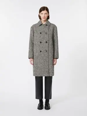 Max Mara Houndstooth Alpaca And Wool Trench Coat