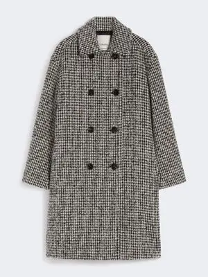 Max Mara Houndstooth Alpaca And Wool Trench Coat