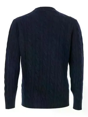 KANGRA Cable-knit Crew-neck Sweater - Blue