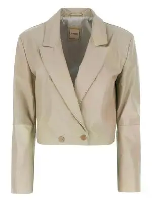 ANDREA D'AMICO Double-Breasted Cropped Jacket Neutrals