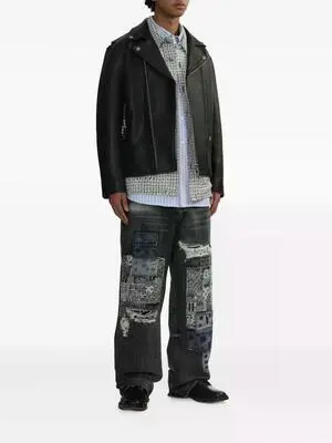 A BATHING APE Patchwork Frayed Loose-fit Jeans