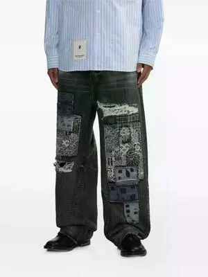 A BATHING APE Patchwork Frayed Loose-fit Jeans