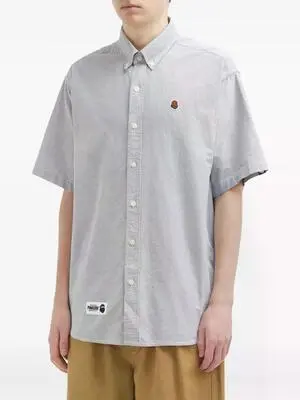FINGERCROXX Embroidered Short-sleeve Shirt - Grey