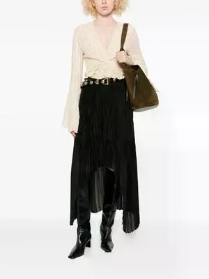 FORTE_FORTE Pleated Asymmetric Skirt - Black