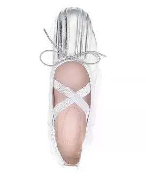 Simone Rocha Cross-strap Bow Ballet Flats - Silver