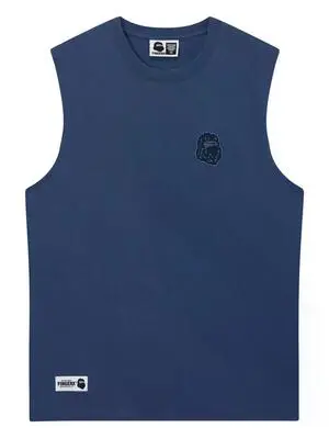 FINGERCROXX Embroidered Sleeveless Vest - Blue