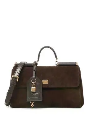 Dolce & Gabbana Medium Sicily Handbag In Split Calfskin - Brown
