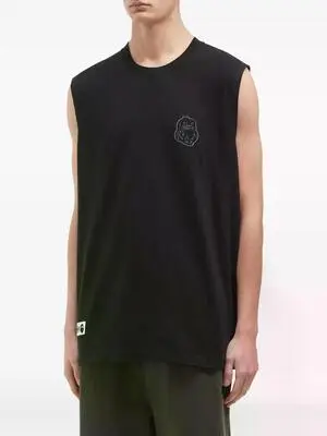 FINGERCROXX Embroidered Sleeveless Vest - Black