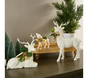 KIM GRAVEL HOME Set Of 3 Festive Tabletop Reindeer Kim Gravel - One-color