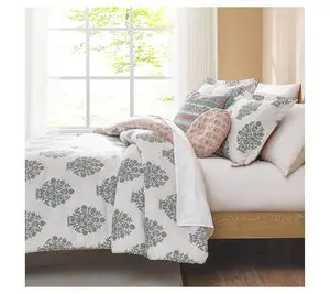 LUSH DECOR Sofia Flower Block Comforter 5pc Set Full/queen