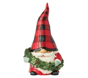 JIM SHORE Highland Glen Gnome Wreath Figurine 5 .5in H - One-color