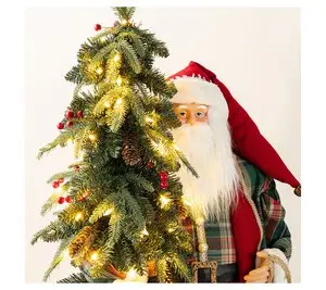 GLITZHOME Christmas Santa W/ Lighted Artificialchristmas Tree