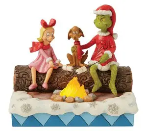 JIM SHORE Grinch, Max, Cindy Roasting Figurine .2in H - One-color